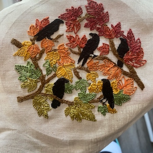 Autumn Birds Hand Embroidery Pattern, Holiday Craft Download, Fall Hoop ...