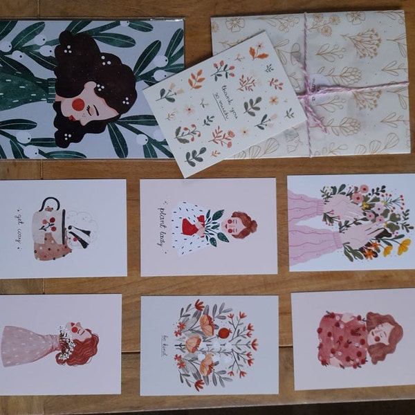 Postcards - Set of 3 | Mini Art Print Set, Card Bundle, Cute Cards, Art ...