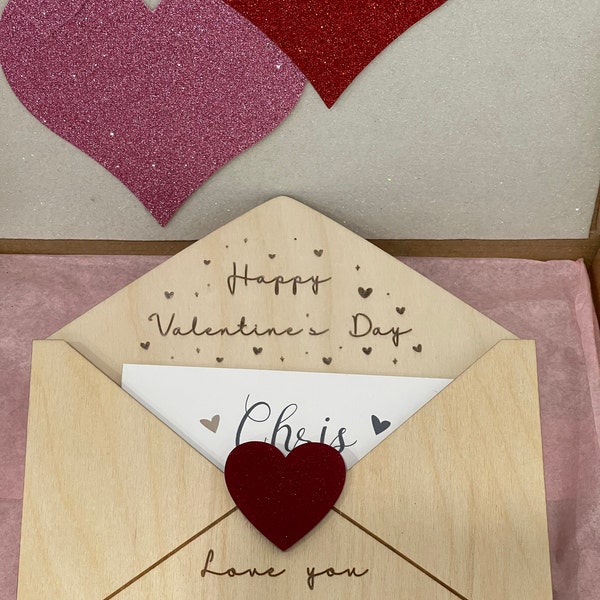 Love Note Holder | Valentine's Gift Wooden Envelope | Voucher Holder - Etsy