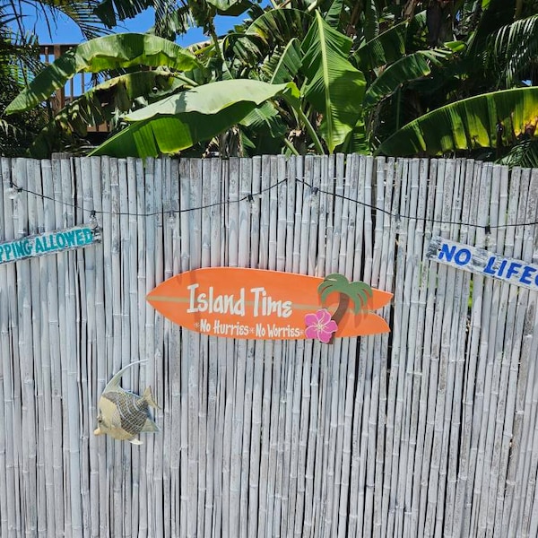 Island Time Wood Surfboard Sign, Handmade Pirate Decor, Hand Painted ...