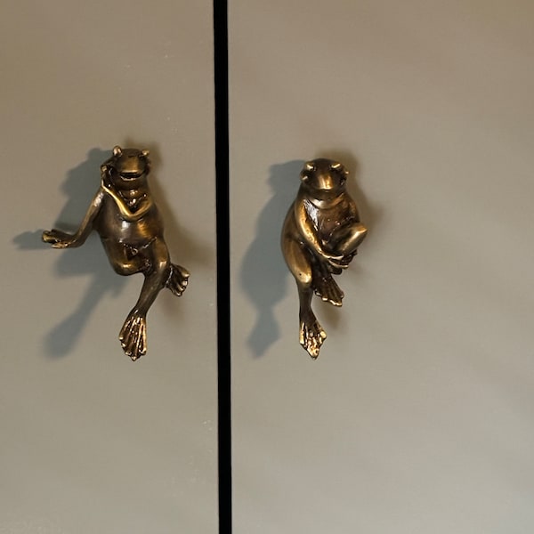 Aged Brass Frog Shaped Door Knob/frog Drawer Pull/bronze Wardrobe Door ...