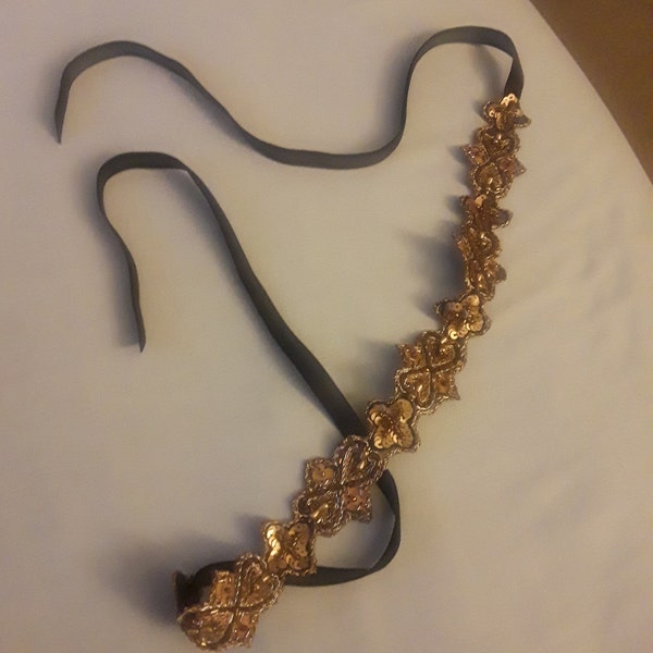 Hippie Chic Bohemian Tie Headband For Women And Teens Beaded Rust Boho