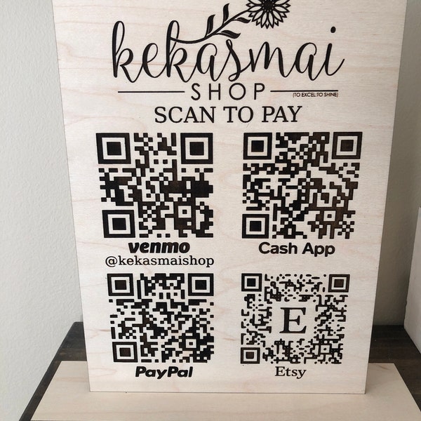 Custom Multi Qr Code Stand Qr Code Checkout Sign Scan Here Qr Code Sign Qr Code Sign Etsy