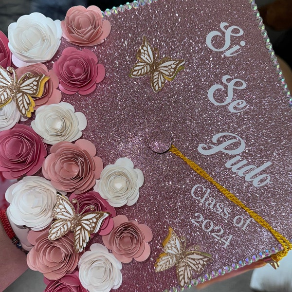 Graduation Cap Topper Pink Glitter First Generation Class 2024-2025 ...