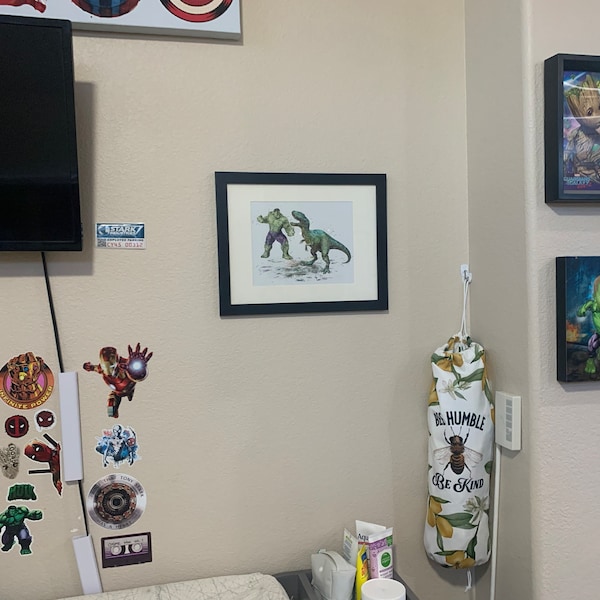 Hulk Vs T. Rex Tyrannosaurus Poster Watercolor Print Bruce Banner Wall ...