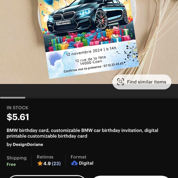 BMW Birthday Card, Customizable BMW Car Birthday Invitation ...
