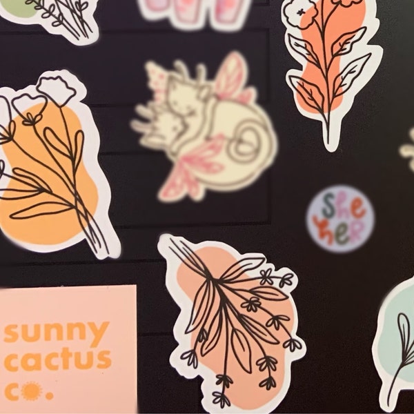 Minimalist Flower Sticker Pack - Etsy