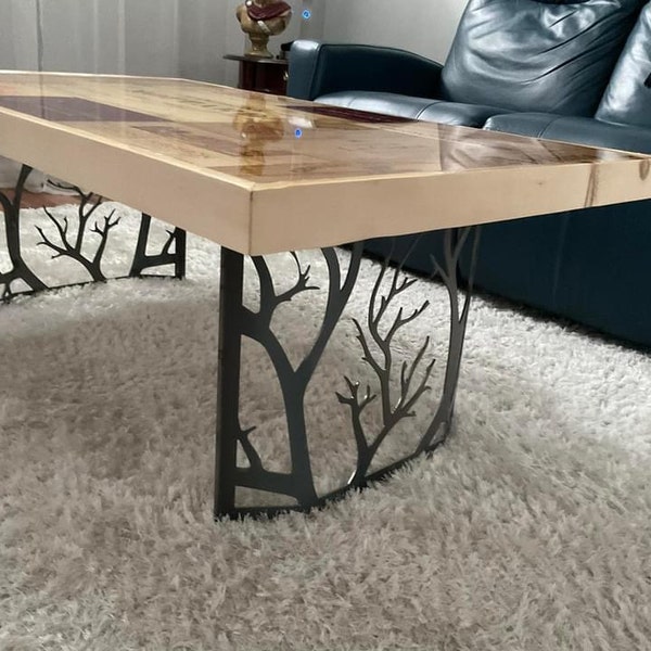 Branch Pattern Steel Bench or Coffee Table Legs for Live Edge Furniture ...