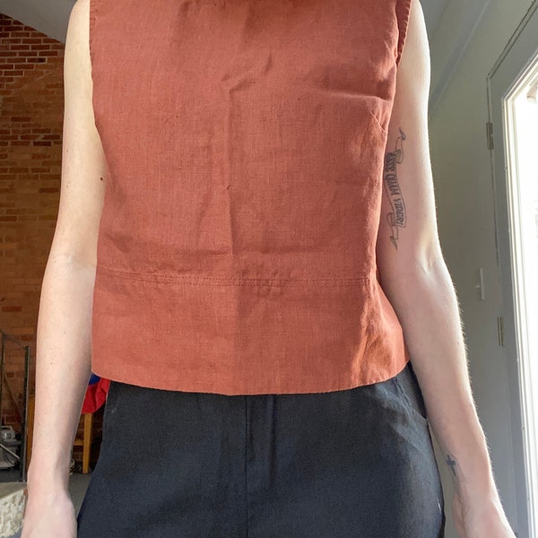 Crop Olive Top - Basic Linen Top - Linen Tank Top - Linen Blouse - Soft ...
