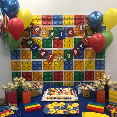 Printable Custom Brick Building Block Party Sign Banner Sign Decor ...