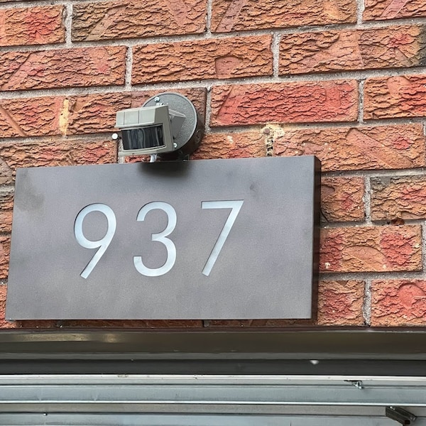 XL Lighted Address Plaque Sign, Large Modern Personalized Marker Mail ...