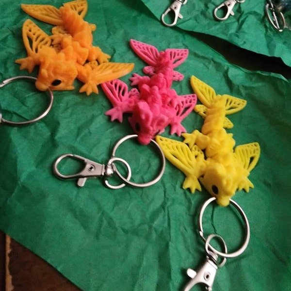 Flexible Dragon 3D Print | Tiny Crystal Dragon Keychain | Hand-painted ...