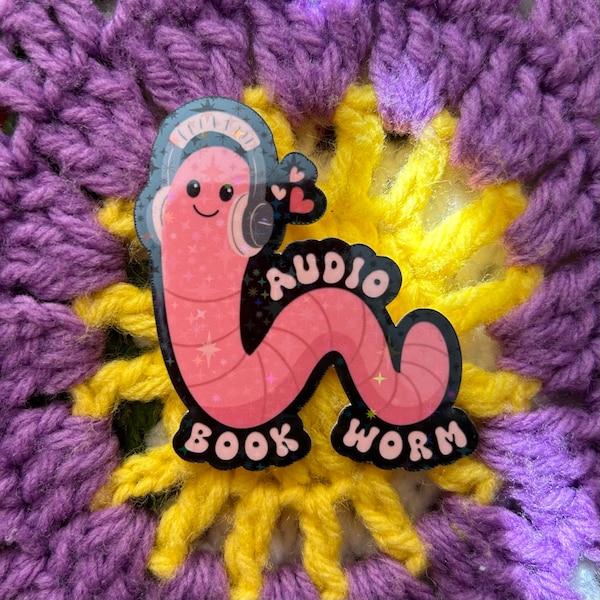 Audio Bookworm Holographic Sticker - Etsy