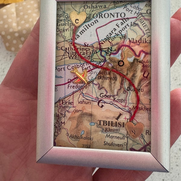 Long Distance Map Frame, String of Fate Gift (2x2.7") - Etsy