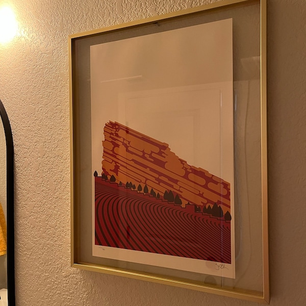 RED ROCKS LEGACY Amphitheater Print 10x8" • Minimalist Art, Bold Colors ...