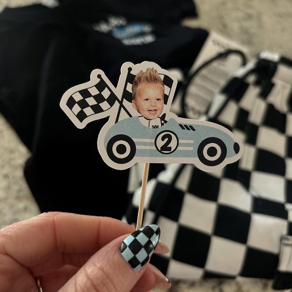 Blue Racing Toppers | Cupcake Toppers | Photo Head | Fast One ...