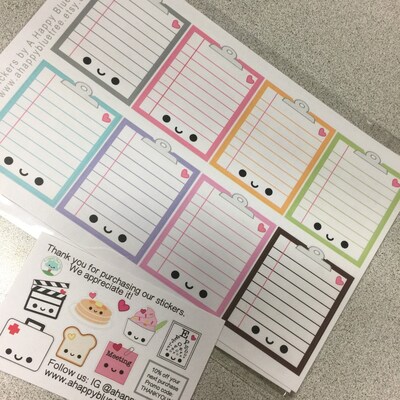 Happy Clipboard Full Box Reminder Kawaii Stickers Vertical Erin Condren ...