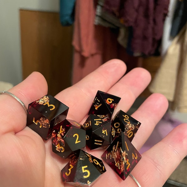 The Gods Are Athirst - Red and Black Handmade Resin Sharp Edge Dnd Dice ...