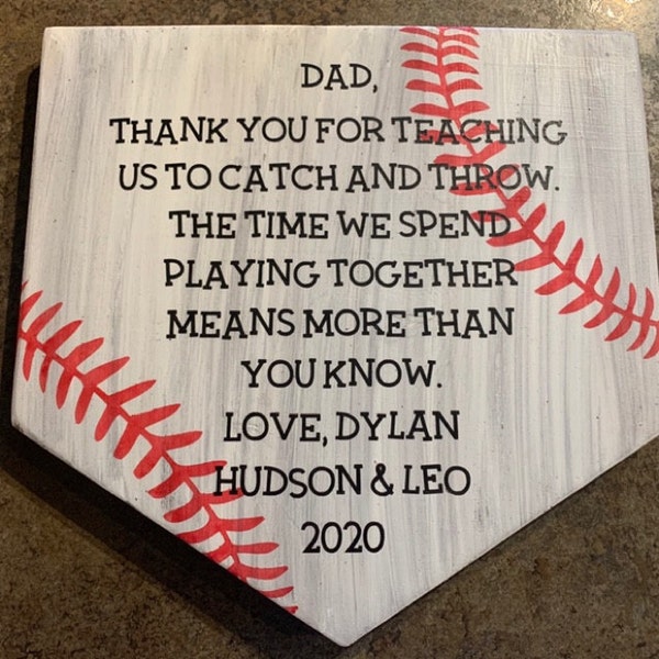 Baseball Fathers Day Gift for Dad, Gift From Kids to Dad, Softball Wood ...