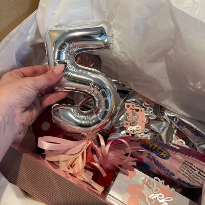 Mini Number Balloon Inflated With Cup & Stick Silver Foil Mylar With ...