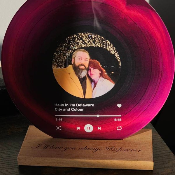 Personalized Vinyl Record With Photo Acrylic Song Plaque Anniversary ...