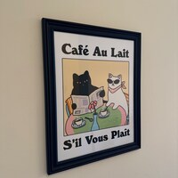 French Cafe Cat Print, Retro Drink Poster, Cowboy Cat Coffee Posters ...