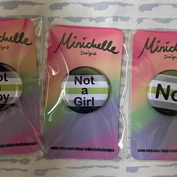 Not a Girl | Not a Boy | Not | Agender Pride Flag 1.25” Inches Pin Back ...
