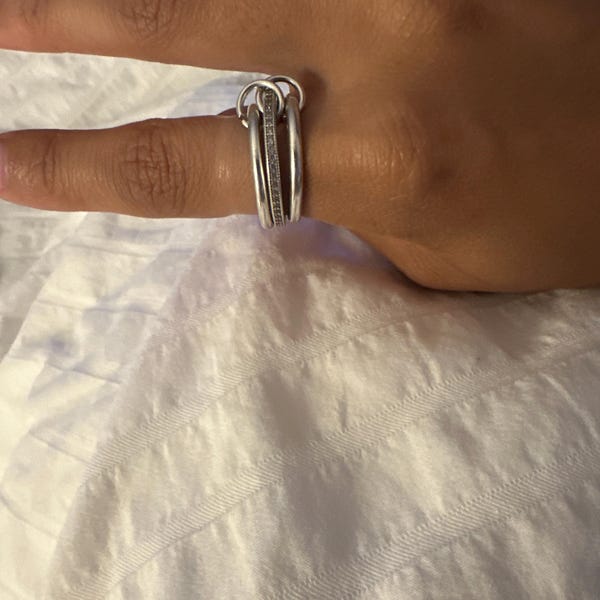 Bellanca Diamond Connected Stacker Gold Linked Spinner Ring, Handmade ...