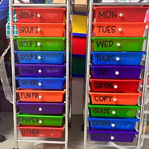 Custom Labels for 3-tier Rolling Cart / Teacher Organization Labels ...