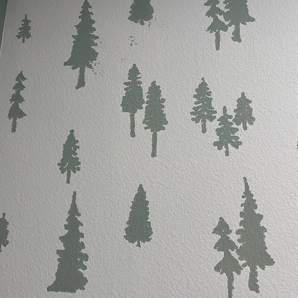 Fir Tree Forest Pattern Wall Stencil - Large Wall Stencils, Tree ...