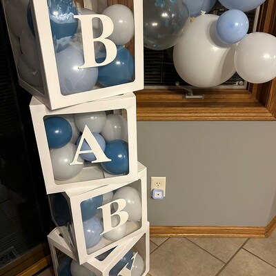 Personalized White Balloon Box Block, Baby Name Balloon Box, Custom ...