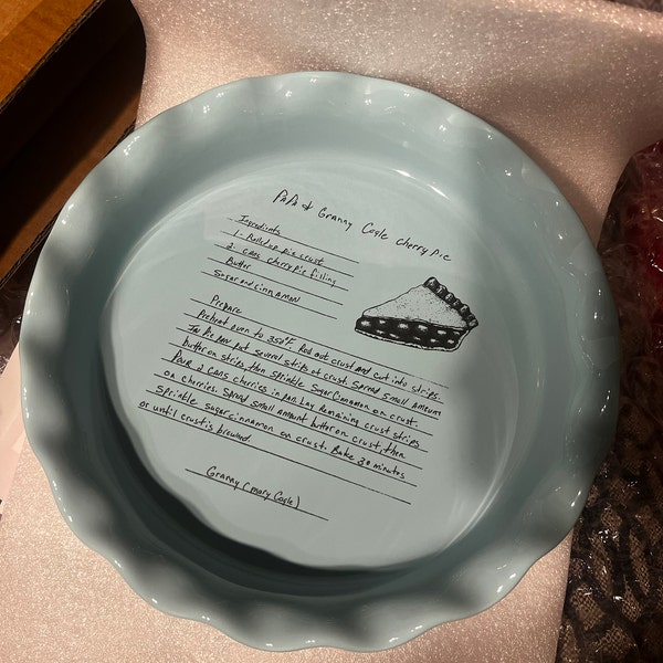 Personalized Pie Plate | Hand Written Recipe | Favorite Recipe Pan ...