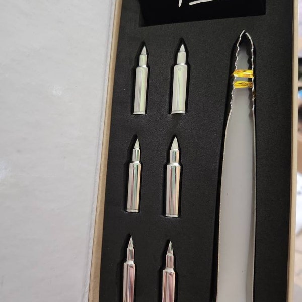 Stainless Steel Bullet Shaped Whiskey Stones Set of 6 Chilling Rocks ...