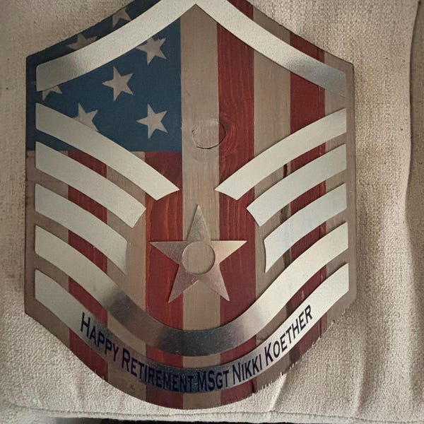 Rustic Space Force Military Rank Wall Plaque Metal & Wood Free Shipping ...