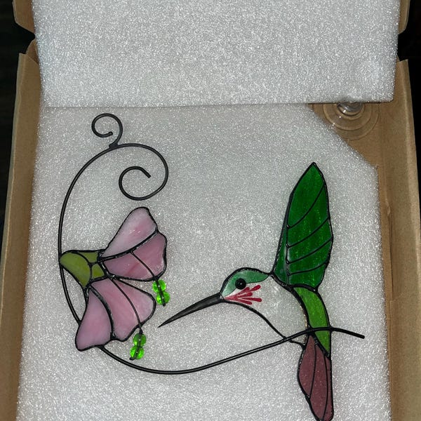 Stained Glass Hummingbird Suncatcher, Stained Glass, Mothers Day Gift ...