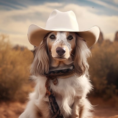 Custom Cowboy Pet Portrait Personalized Dog and Cat in Cowboy Costumes ...