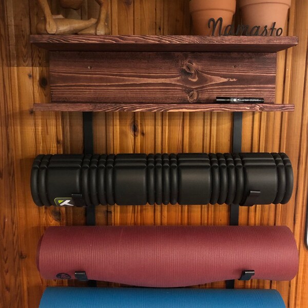 Yoga Mat Rack 2 Shelves With 3 Mat Racks, Yoga Decor, Gym Mat Rack, Gym ...