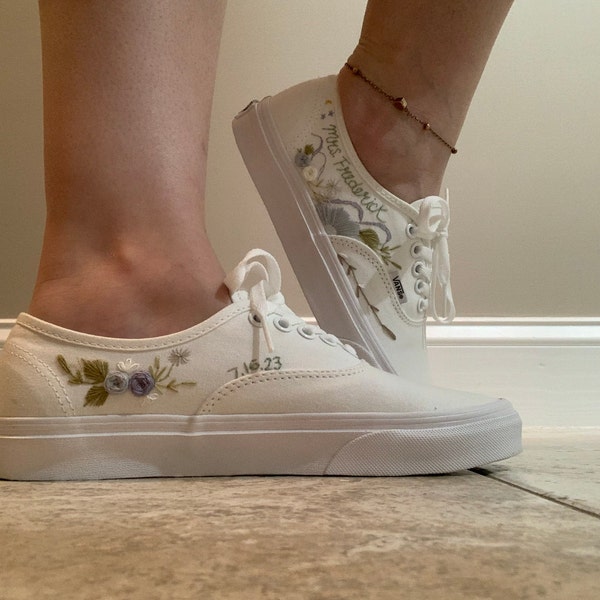 Embroidered Vans Shoes, Custom Hand Embroidery to Order, Personalized ...
