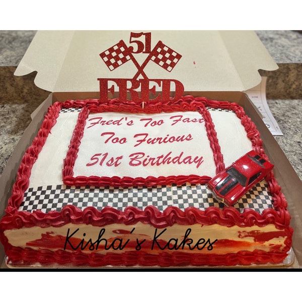 Custom Racing Flags Cake Topper, Car Party Decor, Two Fast Cake Topper ...