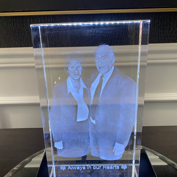 3D Crystal Glass Trophy Laser LED Wooden Small Light Stand Base Display ...