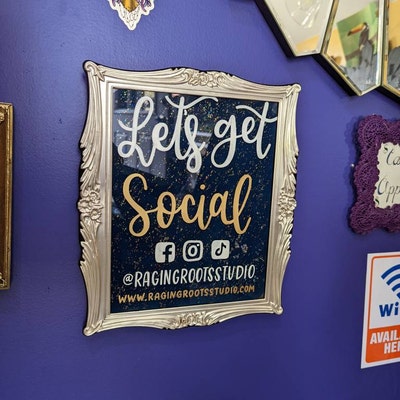 Social Media Sign Business / Let's Get Social Sign / Social Media Sign ...