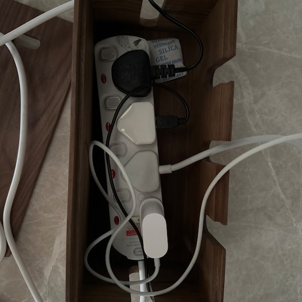Handmade Wooden Cable Management Box • Walnut Cable Storage Box ...
