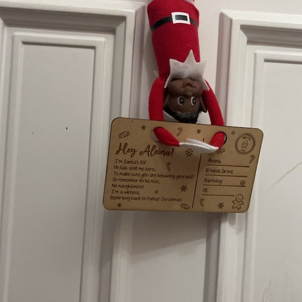 Personalised Elf Arrival Postcard, Wooden Christmas Elf in the Post ...