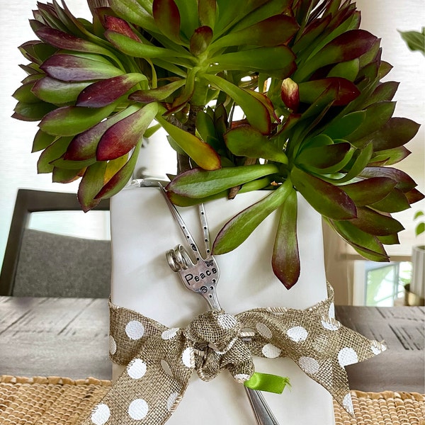 Garden Marker Sign, Stamped PEACE SIGN FORK, Gardening Flower Pot Stake ...