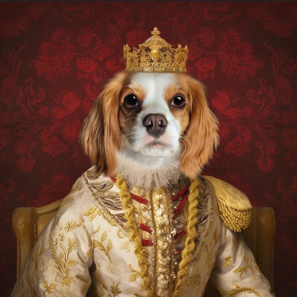 Custom Regal Pet Portrait, Royal Dog Painting, Pet Portrait, Royal Dog ...