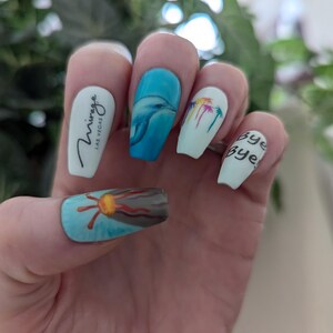 Firework Fallout Press on Nails New Years Nails Glitter Placement ...