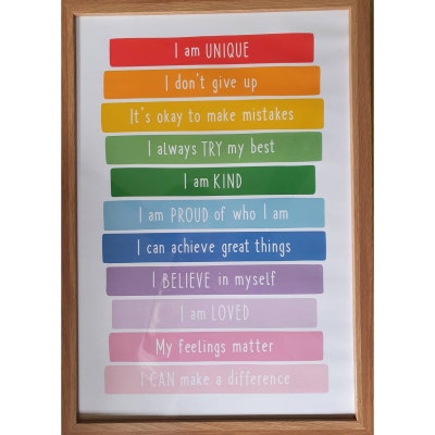 Positive Affirmation Print Motivational Poster Kids Positive Mindset ...