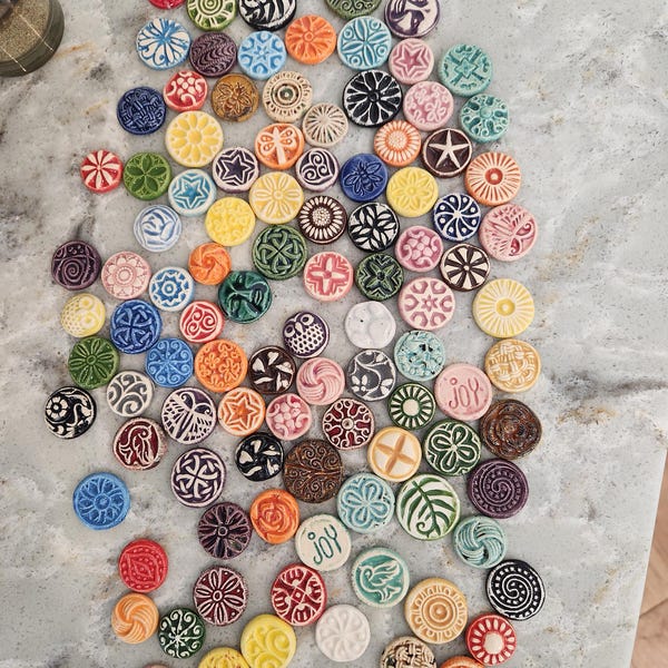 100 CERAMIC Mini TILES - Mixed Designs - Glazed - Great for MOSAICS ...