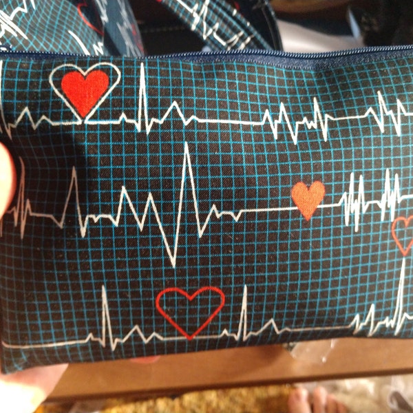 Nurse Zipper Pouch: EKG Heart Monitor Print, RN Gift - Etsy