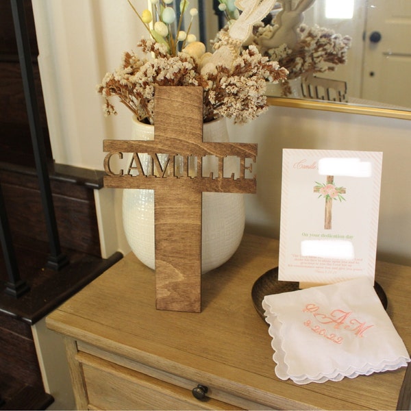 Baptism Gift, Wooden Name Cross, Personalized Cross, First Communion ...